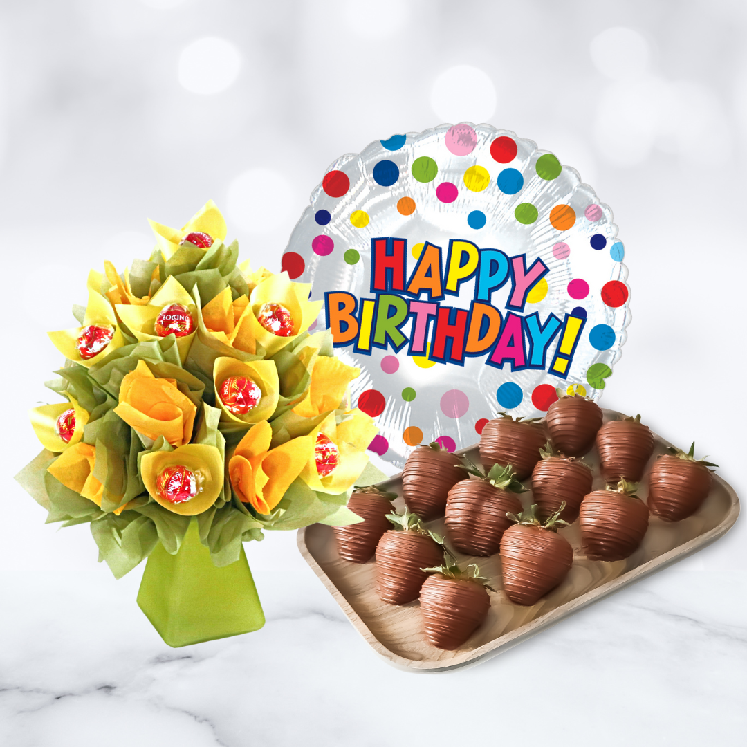 Joyful Birthday Celebration Bundle - Lindor Chocolate, Dipped ...